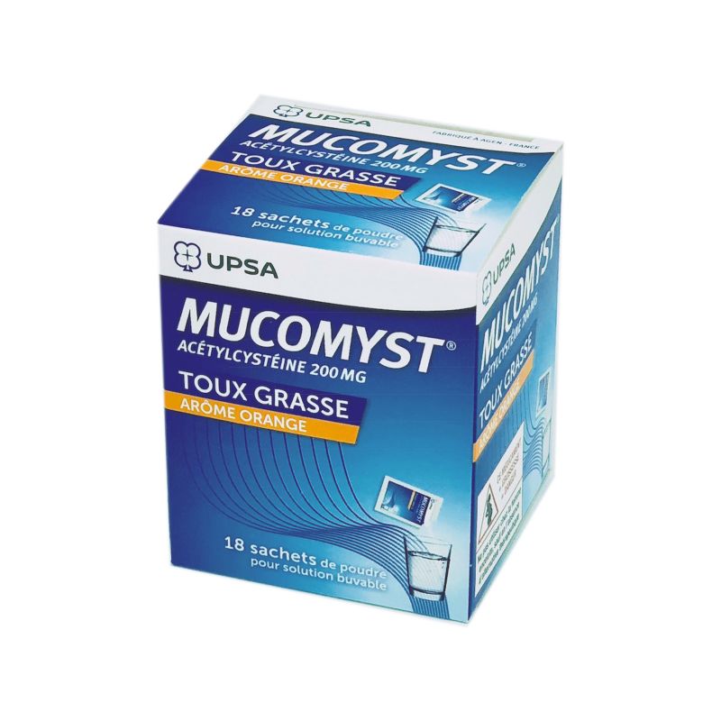 MUCOMYST 200 mg 18 sachets UPSA BRISTOL MEYERS Pharmacie du Centre 803