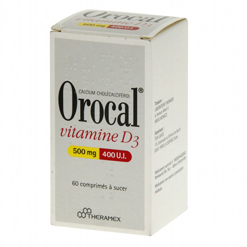 OROCAL VITAMINE D3 500 mg/400 U.I., 60 comprimés à sucer (340093442804