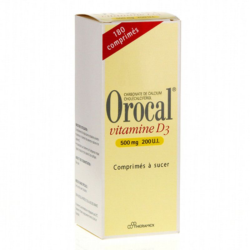 OROCAL VITAMINE D3 500 mg/200 U.I., 180 comprimés à sucer (34009373884