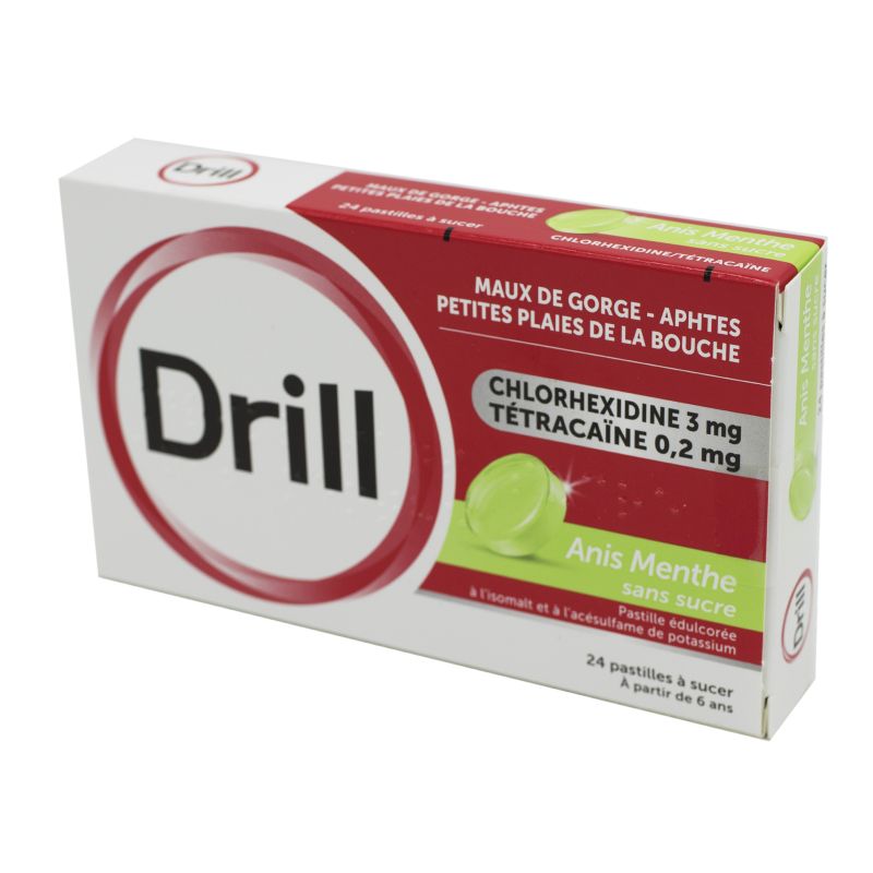 Drill Anis Menthe sans sucre, 24 pastilles à sucer