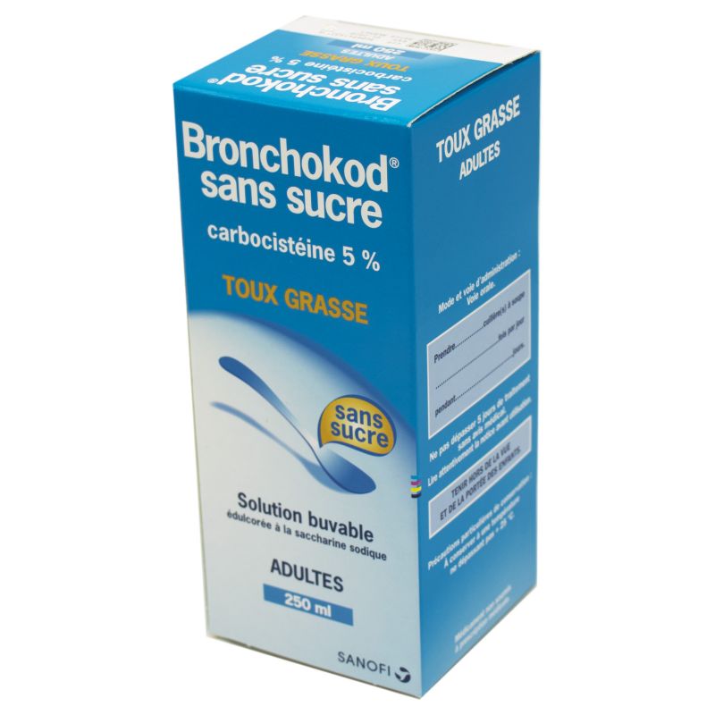 BRONCHOKOD SANS SUCRE 5% carbocistéine SiROP ADULTE SANOFI AVENTIS ...