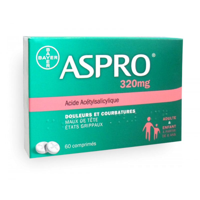 ASPRO 320 mg, 60 comprimés Pharmacie du Centre 80300 ALBERT 3007818
