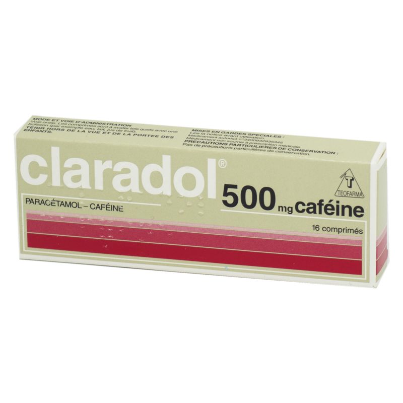 CLARADOL CAFEINE 500 mg 16 comprimés BAYER 3400932935345
