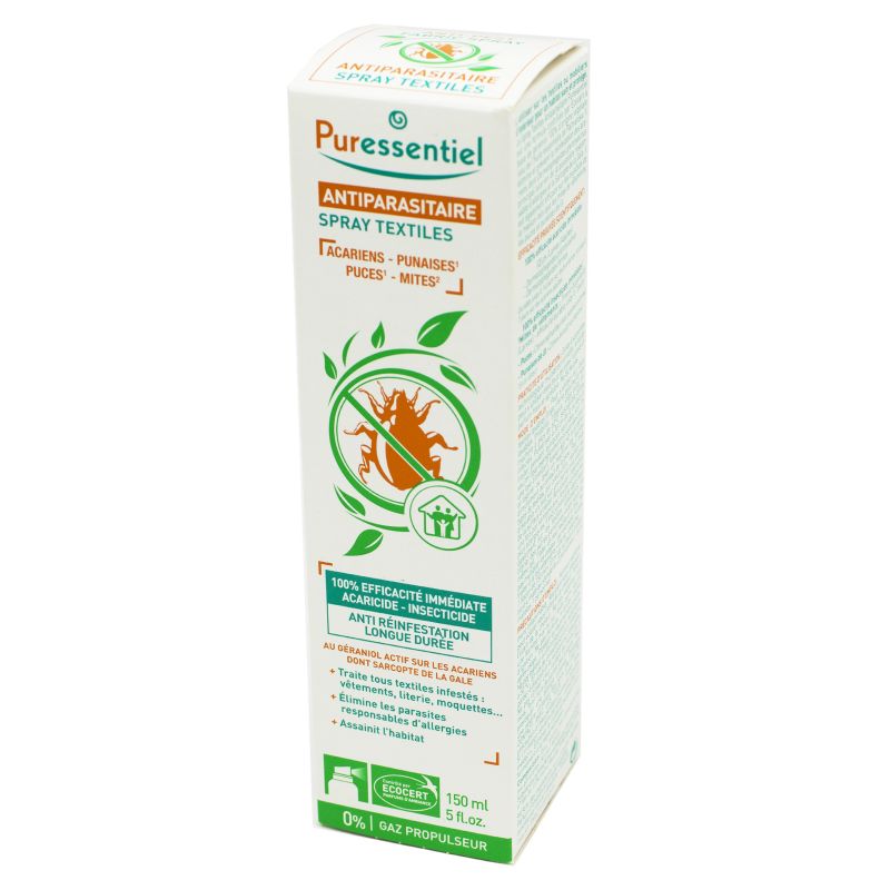 PURESSENTIEL ANTI-PARASITAIRE Spray Textiles 150ml - Acariens, Punaises ...