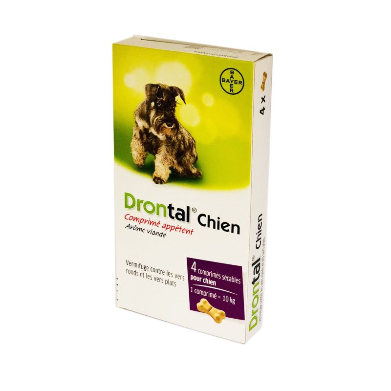 BAYER DRONTAL P BONE Bte/4 Comprimés - Vermifuge Chiens contre les Ver