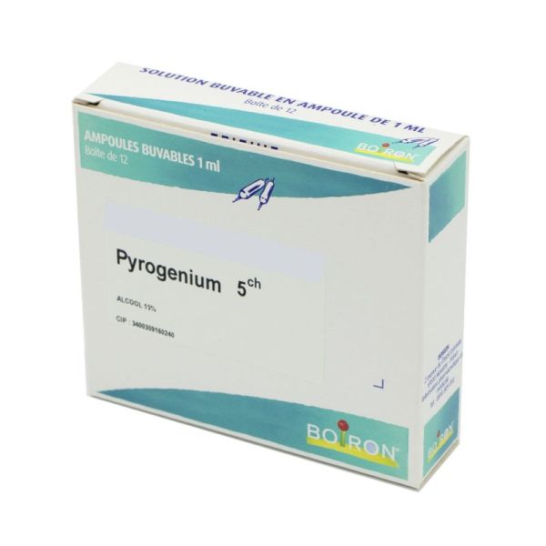 Pyrogenium 5CH, 12 ampoules buvables de 1ml - Boiron